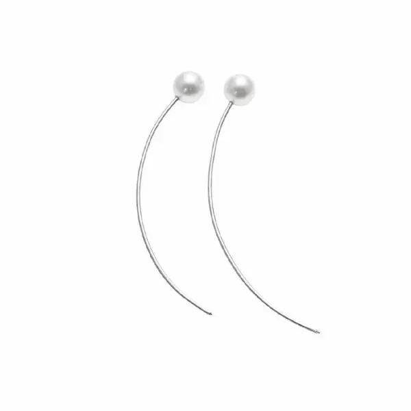 SILVER MOON Silver Pearl Drop Earrings