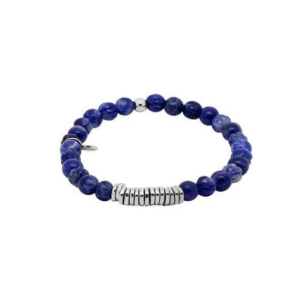 Tateossian Sodalite And Rhodium-plated Sterling Silver Bead Bracelet - Blue/silver