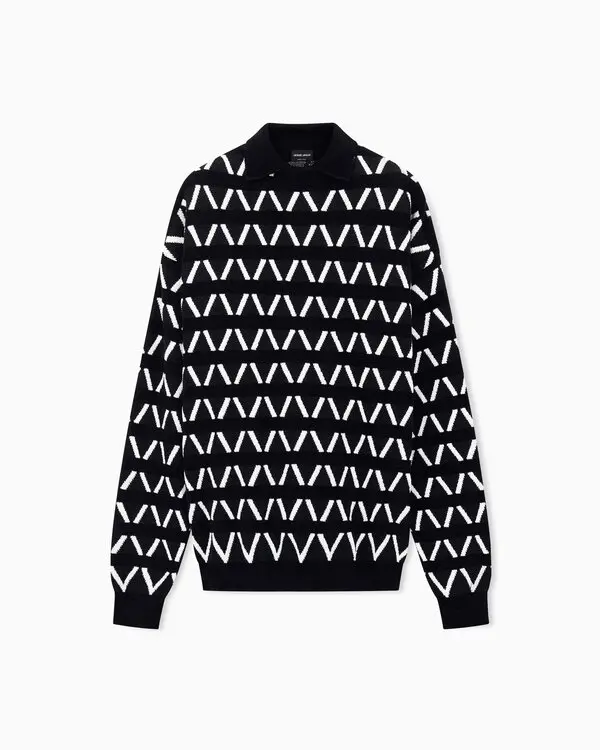 Giorgio Armani Sweater Oversized Jacquard In Virgin Wool And Viscose