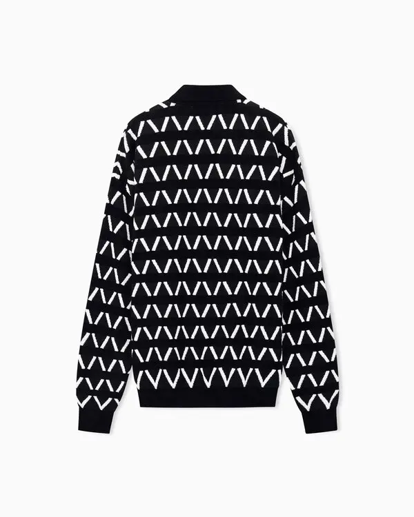 Giorgio Armani Sweater Oversized Jacquard In Virgin Wool And Viscose