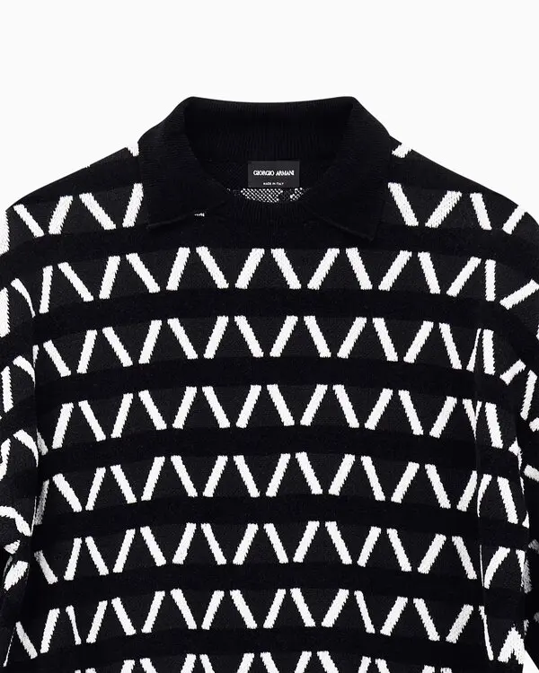 Giorgio Armani Sweater Oversized Jacquard In Virgin Wool And Viscose