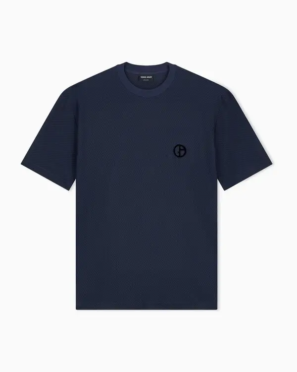 Giorgio Armani Oversized Honeycomb Jersey T-shirt - Navy Blue