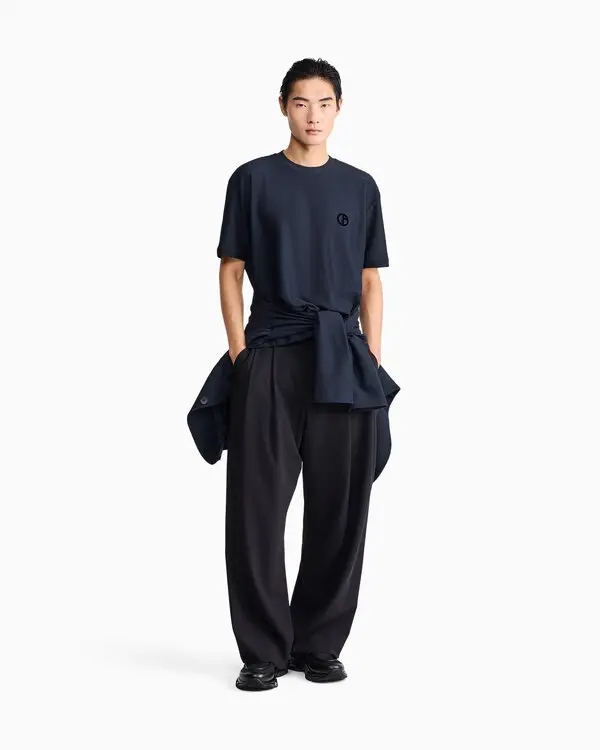 Giorgio Armani Oversized Honeycomb Jersey T-shirt - Navy Blue