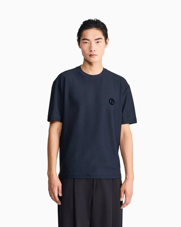 Giorgio Armani Oversized Honeycomb Jersey T-shirt - Navy Blue