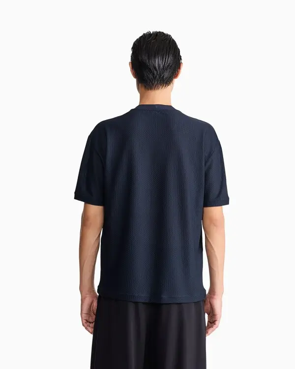 Giorgio Armani Oversized Honeycomb Jersey T-shirt - Navy Blue