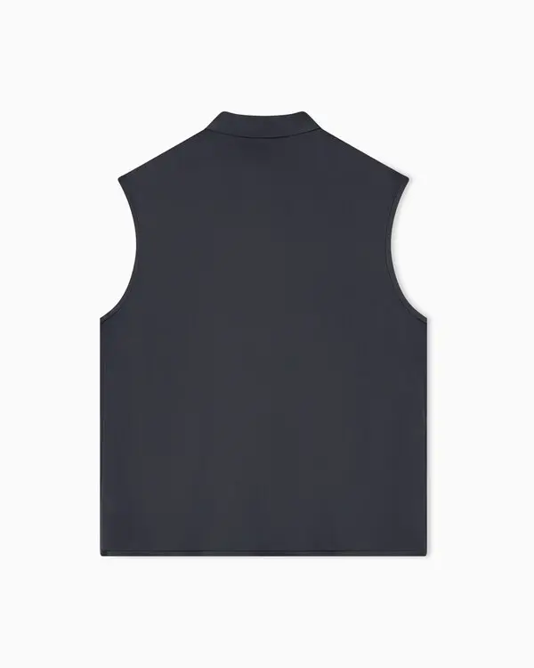 Giorgio Armani Sleeveless Silk Satin Shirt With Mandarin Collar - Grey