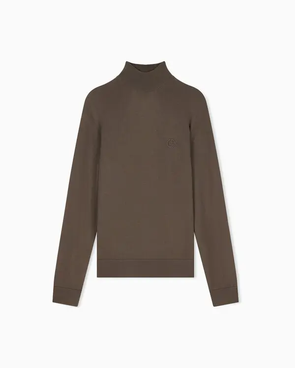 Giorgio Armani Slim-fit Virgin Wool Turtle Neck Sweater - Brown