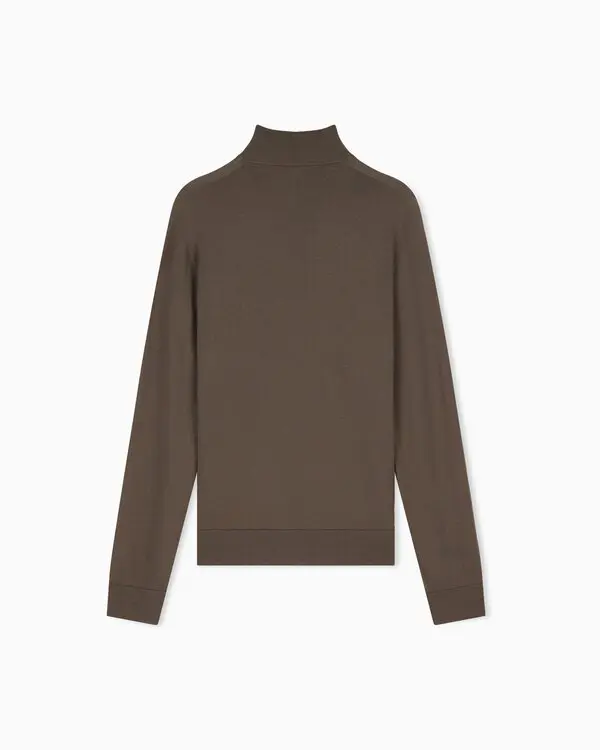 Giorgio Armani Slim-fit Virgin Wool Turtle Neck Sweater - Brown