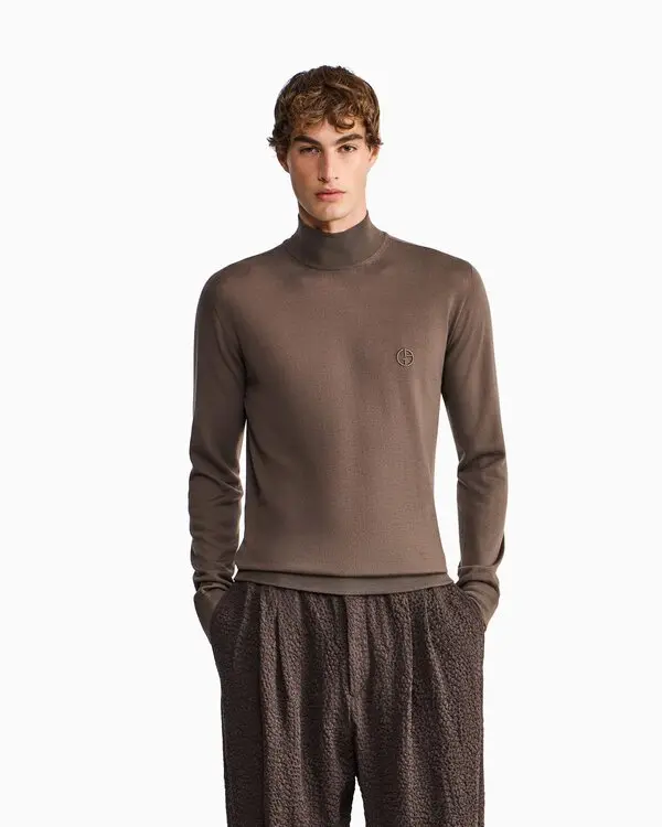 Giorgio Armani Slim-fit Virgin Wool Turtle Neck Sweater - Brown