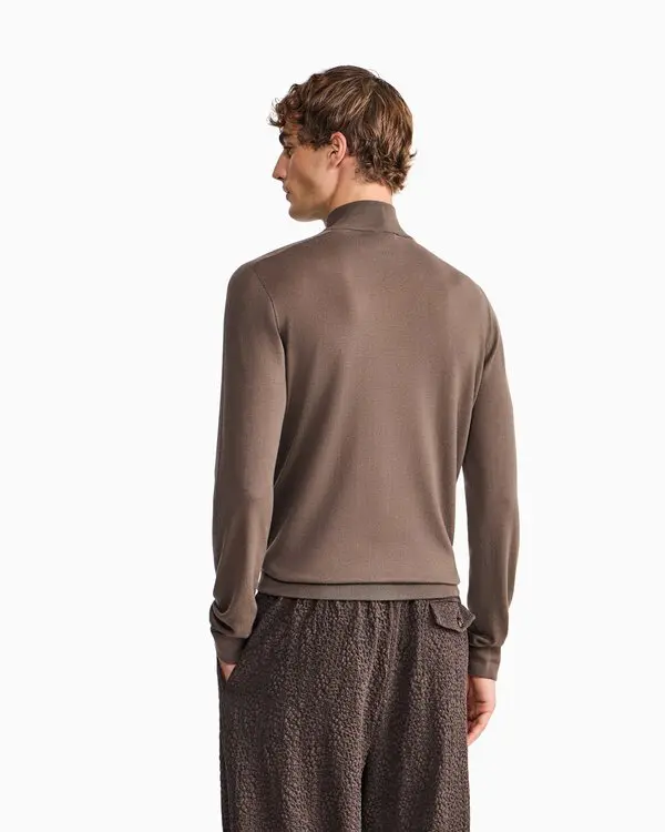 Giorgio Armani Slim-fit Virgin Wool Turtle Neck Sweater - Brown