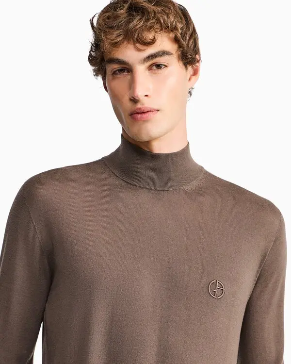 Giorgio Armani Slim-fit Virgin Wool Turtle Neck Sweater - Brown