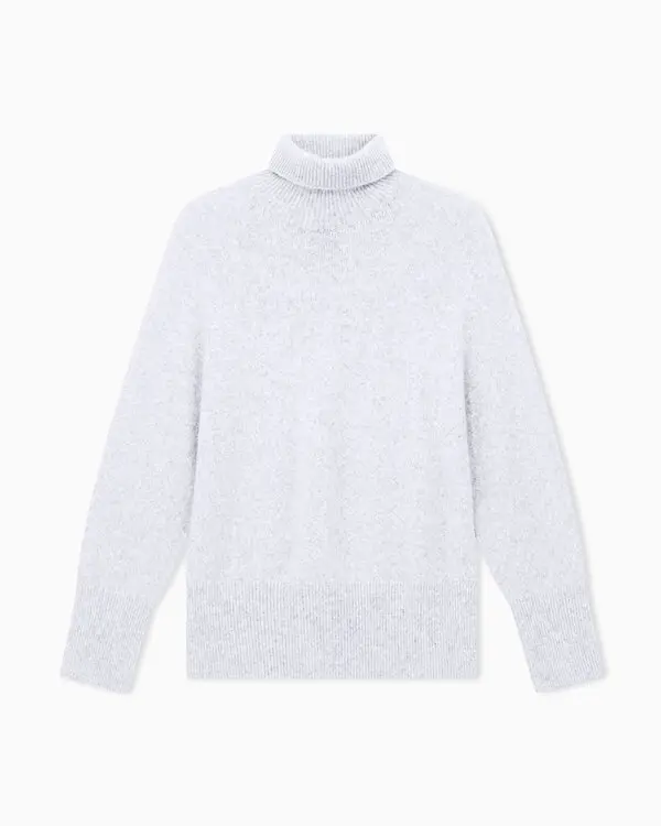Giorgio Armani Oversized Turtleneck Sweater In Pure Cashmere Jersey - Beige