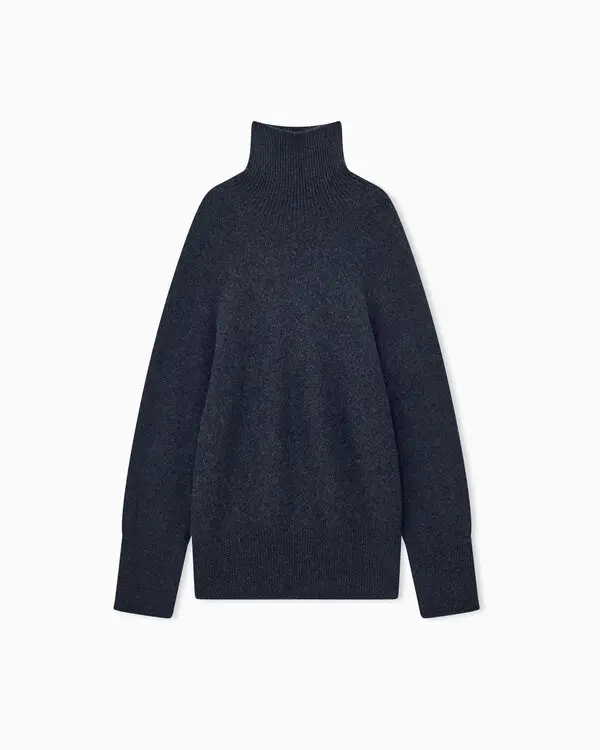 Giorgio Armani Oversized Turtleneck Sweater In Pure Cashmere Jersey - Grey