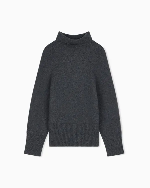 Giorgio Armani Oversized Turtleneck Sweater In Pure Cashmere Jersey - Grey