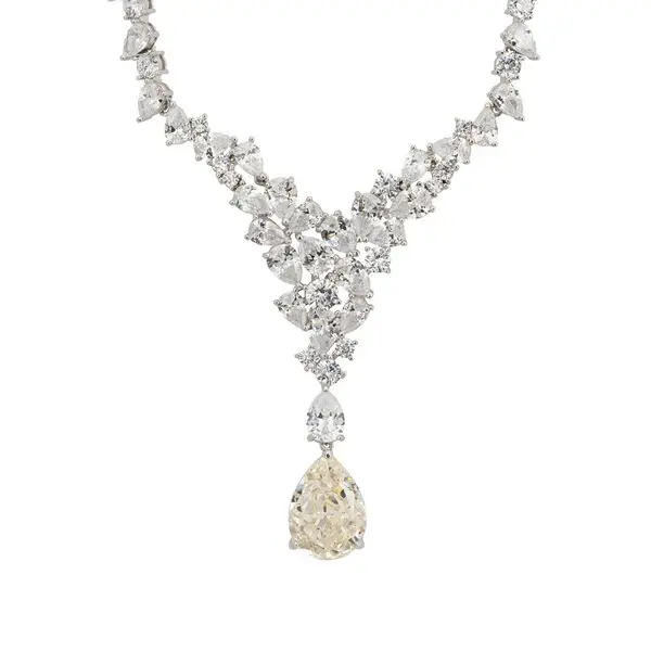 LATELITA Neutrals / Silver / White Lydia Statement Necklace Moissanite Silver