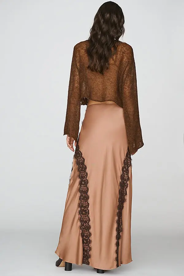 Anthropologie Tilda Lace-trim Maxi Slip Skirt - Taupe