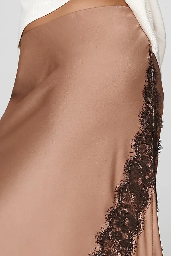 Anthropologie Tilda Lace-trim Maxi Slip Skirt - Taupe