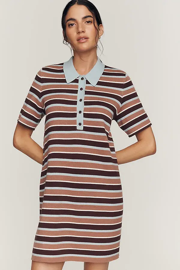 Anthropologie Pollie Striped Sweater Dress - Blue Stripe