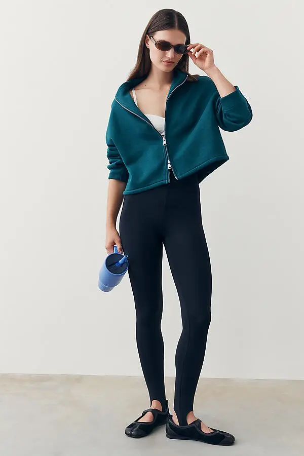 Daily Practice Desert Palm Zip-up Jacket Top - Turquoise