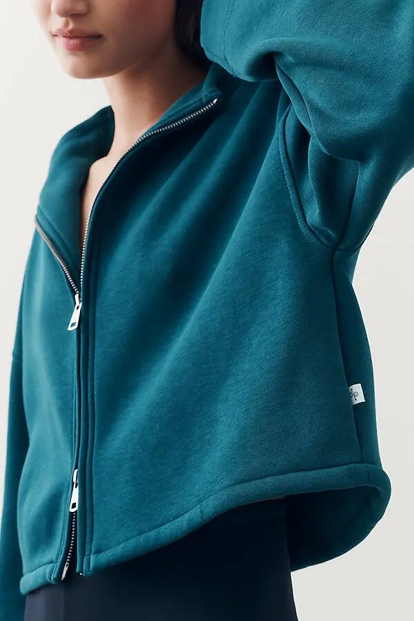 Daily Practice Desert Palm Zip-up Jacket Top - Turquoise