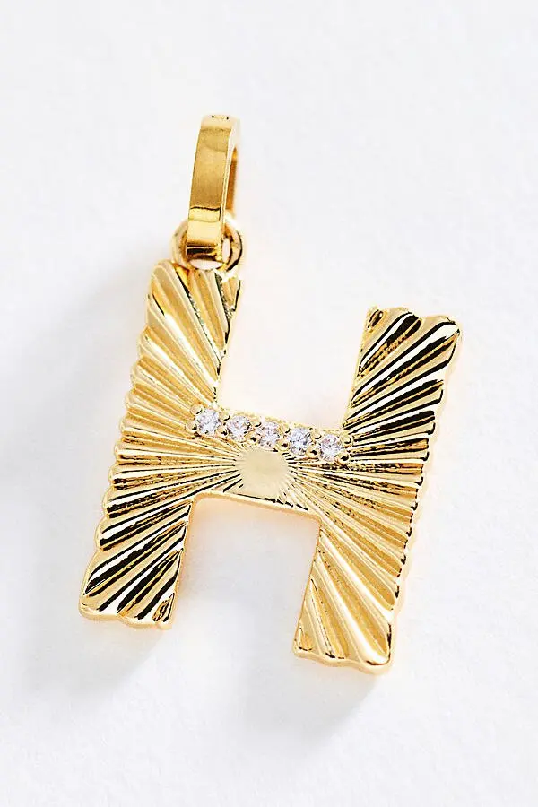 Anthropologie Mono Bar Fluted Initial Charm - H