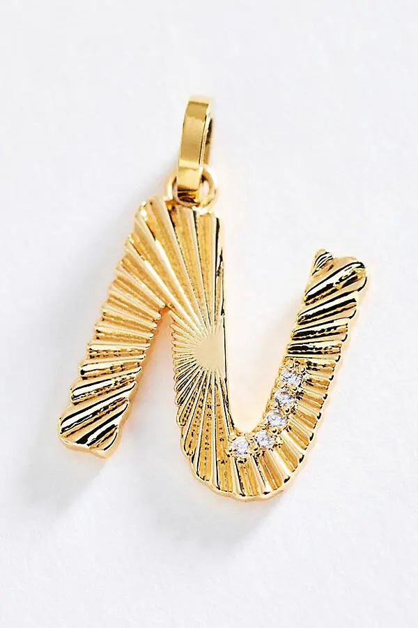 Anthropologie Mono Bar Fluted Initial Charm - N