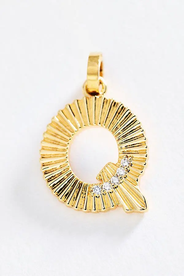 Anthropologie Mono Bar Fluted Initial Charm - Q