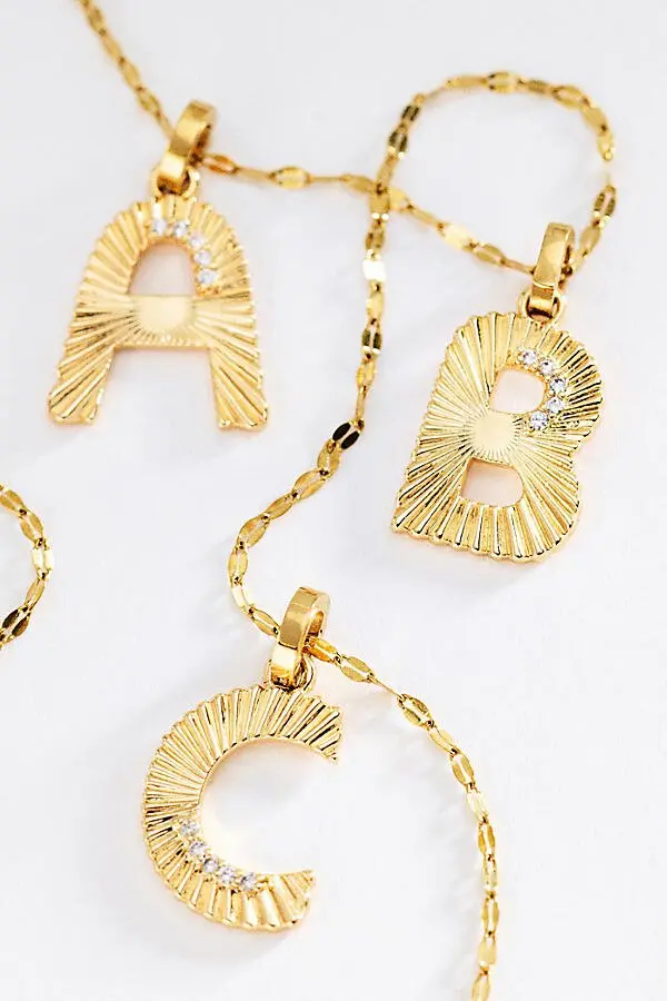 Anthropologie Mono Bar Fluted Initial Charm - Q