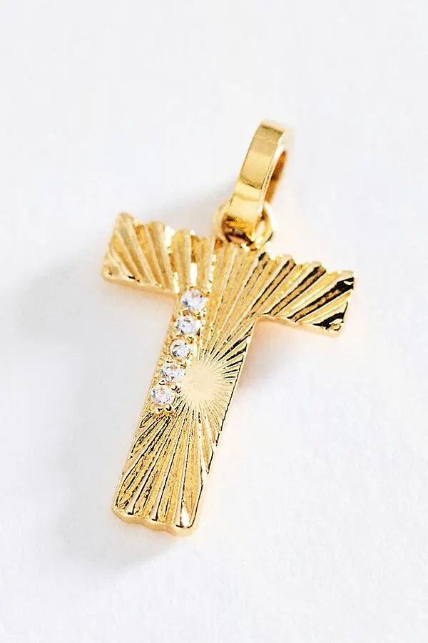 Anthropologie Mono Bar Fluted Initial Charm - T