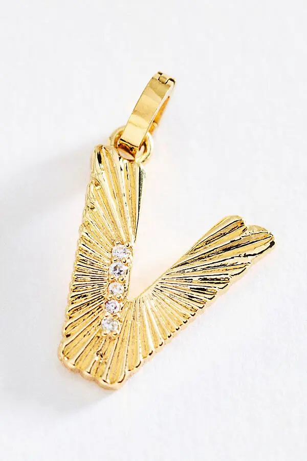 Anthropologie Mono Bar Fluted Initial Charm - V