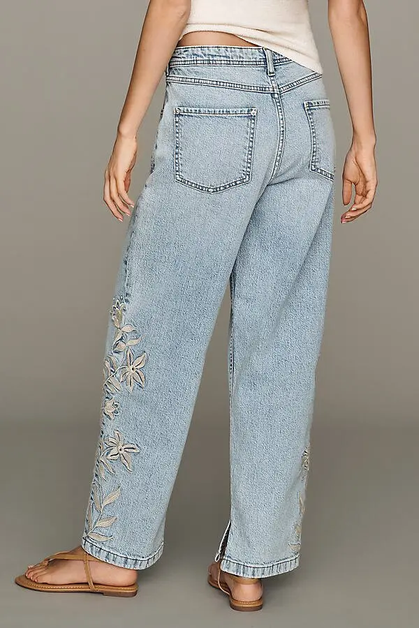 PILCRO Jules Embroidered Straight-leg Jeans