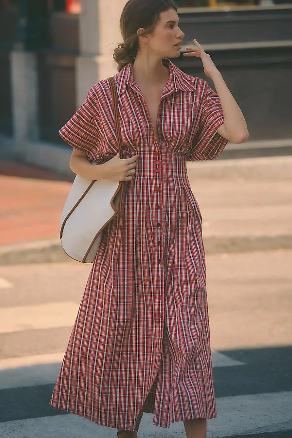 EXQUISE Tobie Shirtdress - Red Plaid