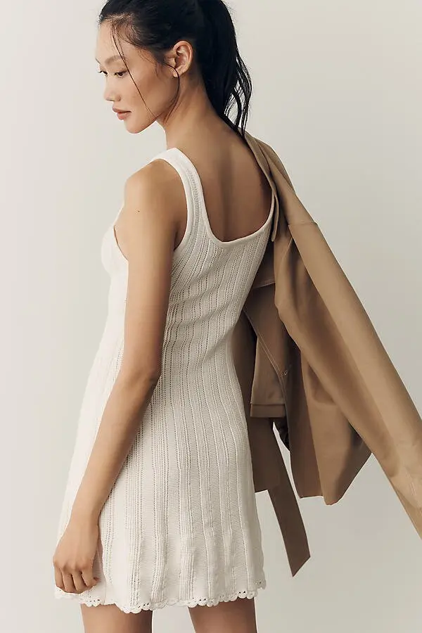 Z Supply Nadia Ribbed Cotton Mini Dress With Scalloped Hem