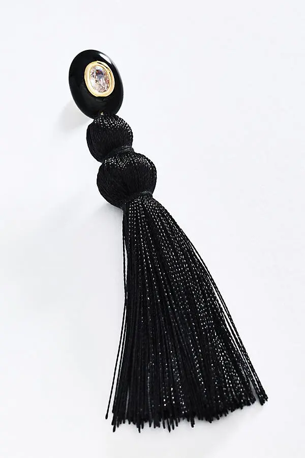 Anthropologie Tasseled Drop Earrings - Black