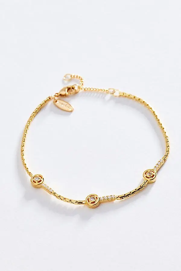 Anthropologie Delicate Crystal Cluster Bracelet - Gold