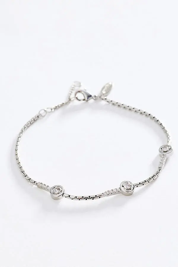 Anthropologie Delicate Crystal Cluster Bracelet - Silver