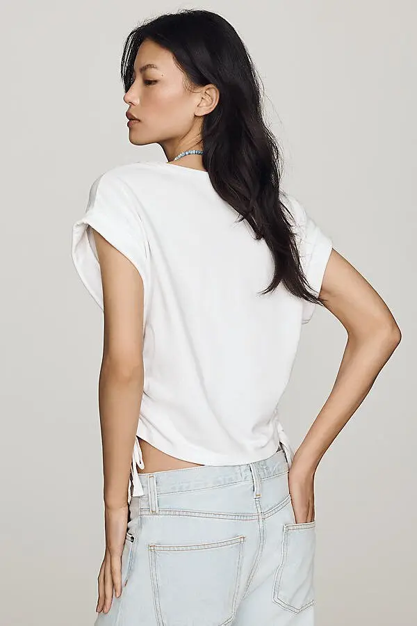 Wilt Ruched Cotton T-shirt With Drawstring Detail - White