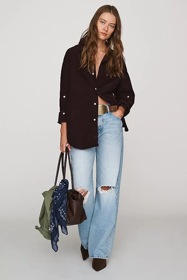 Citizens Of Humanity Cotton Corduroy Shirt Top - Eggplant