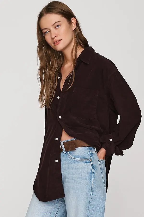 Citizens Of Humanity Cotton Corduroy Shirt Top - Eggplant