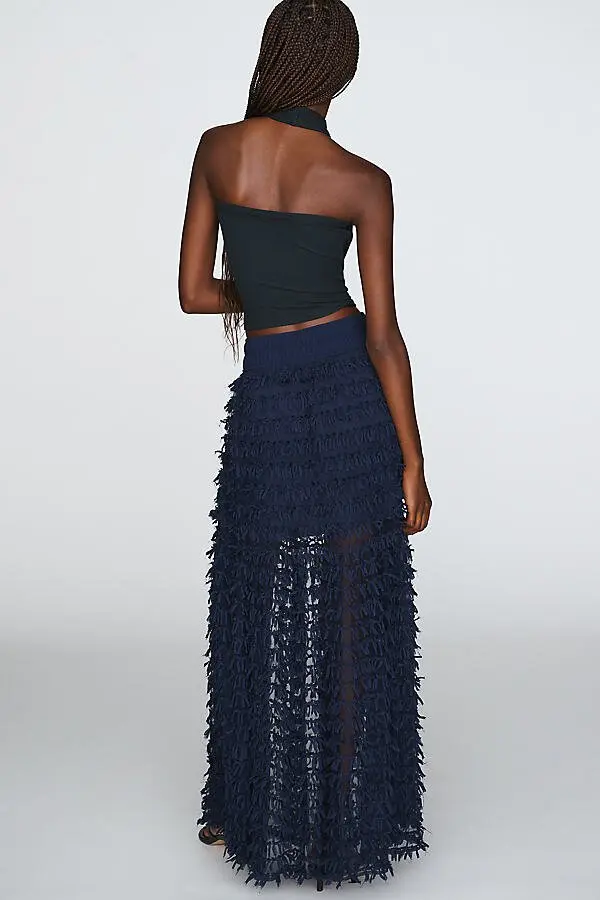 Maeve Playful Textured Midi Skirt