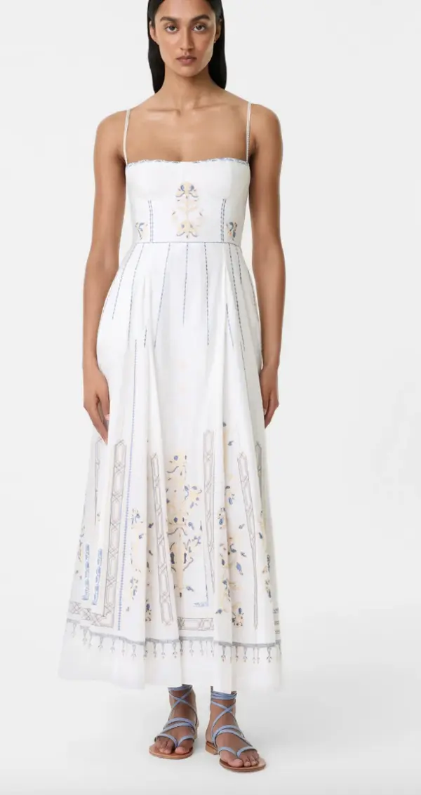 EMPORIO SIRENUSE Aneeda Astragal Mare Embroidered Midi Dress