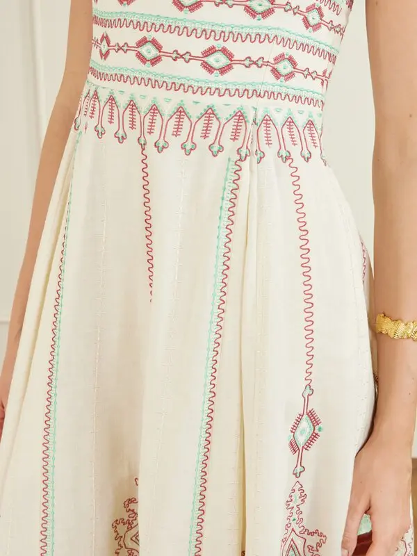 EMPORIO SIRENUSE Aneeda Astragal Mare Embroidered Midi Dress