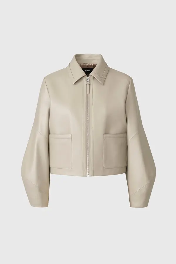 Mackage Solana-l Relaxed Fit Leather Bomber - Taupe