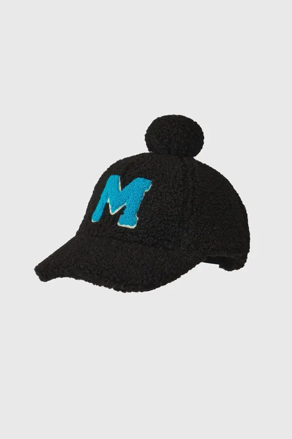 Mackage Kyro Fleece Baseball Cap With Pompom - Black