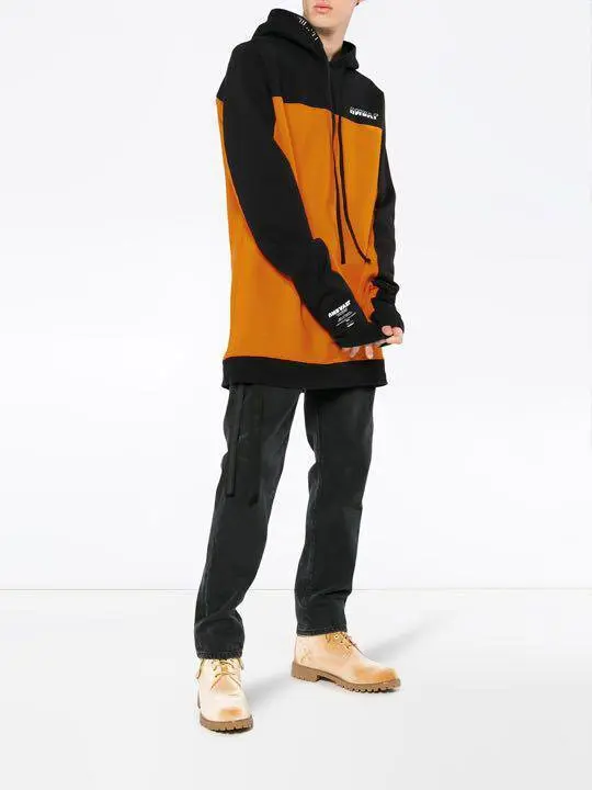 BEN TAVERNITI UNRAVEL PROJECT Color-blocked Hooded Sweater - Orange