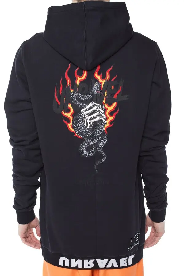 BEN TAVERNITI UNRAVEL PROJECT Hooded Sweatshirt With Graphic Detail - Black