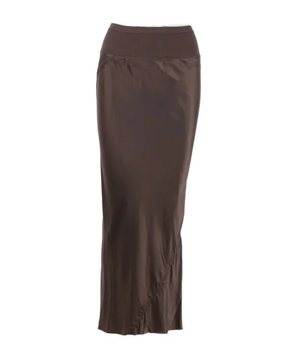 Rick Owens Ribbed Gathered Maxi Skirt - Brown