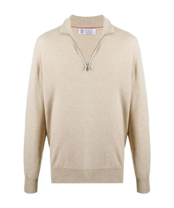 Brunello Cucinelli High Neck Zip Front Sweatshirt