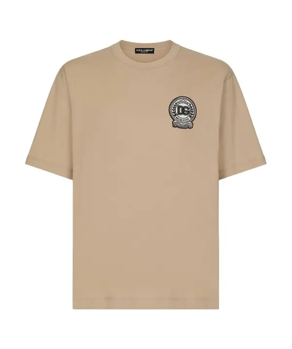Dolce & Gabbana Dolce Gabbana Logo Patch Crewneck T-shirt - Nude