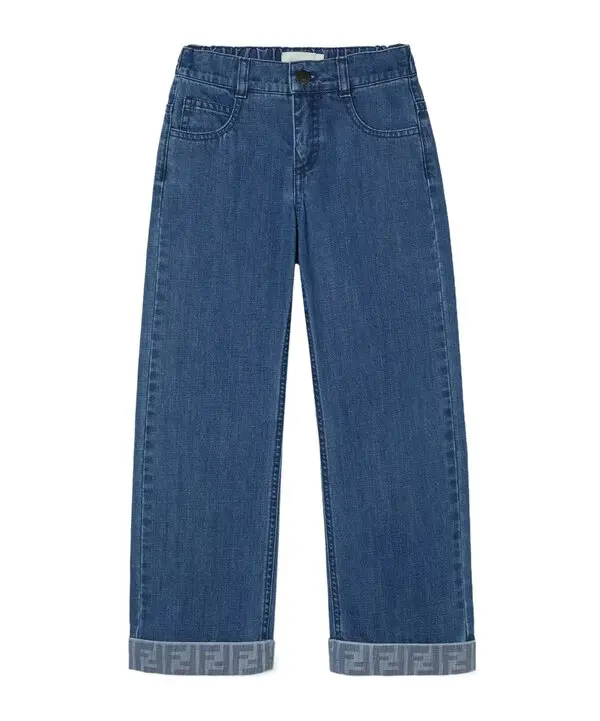 Fendi Ff Logo Turn-up Jeans
